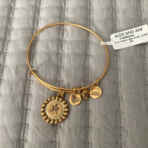 Alex and Ani | Jewelry | Alex Ani Color Infusion Sand Dollar Charm On Gold Expandable Bangle Nwt ...